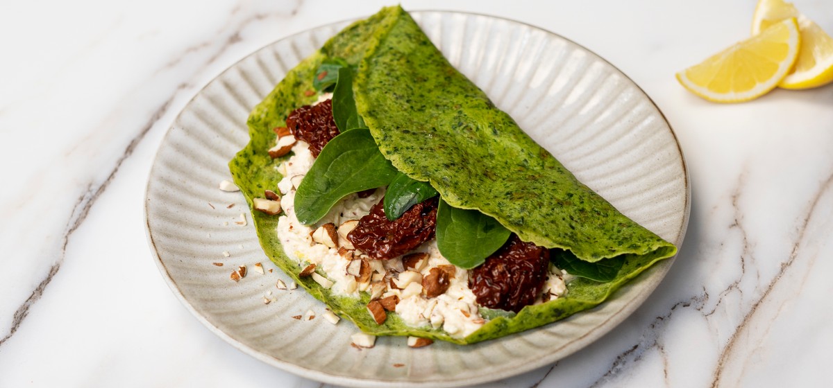 Green Crepes with Goat Cheese and Sun-dried Tomatoes Recipe | SideChef