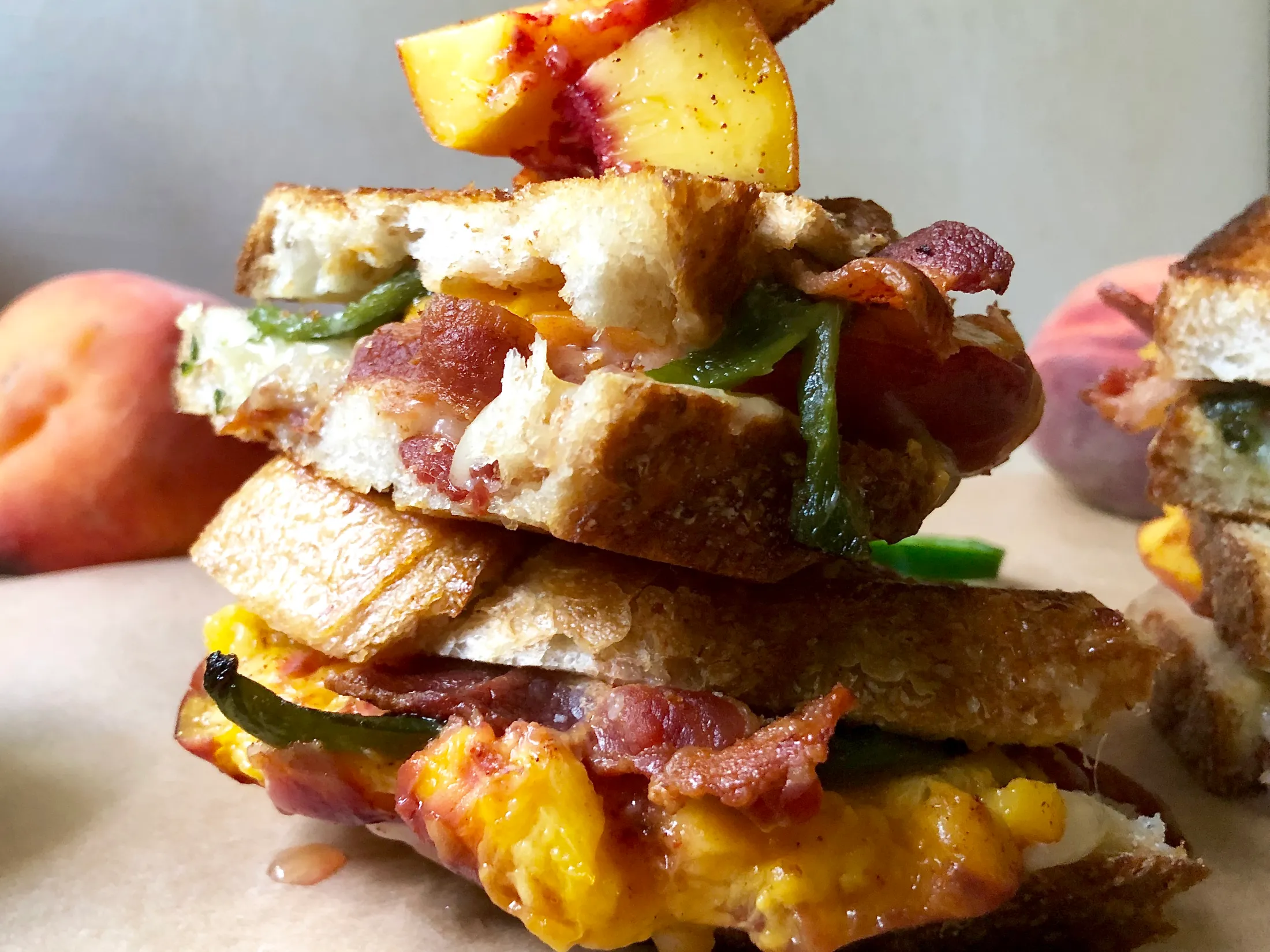 Smashed Peach and Poblano Grilled Cheese Recipe | SideChef