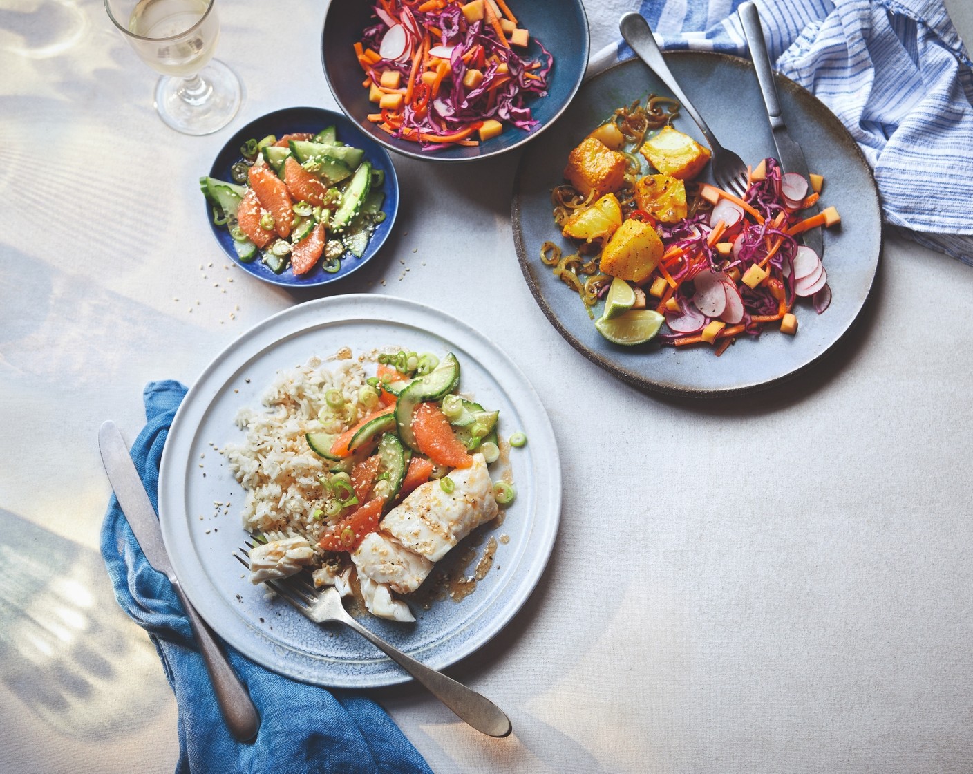 Turmeric-spiced cod with sweet and spicy salad | M&S