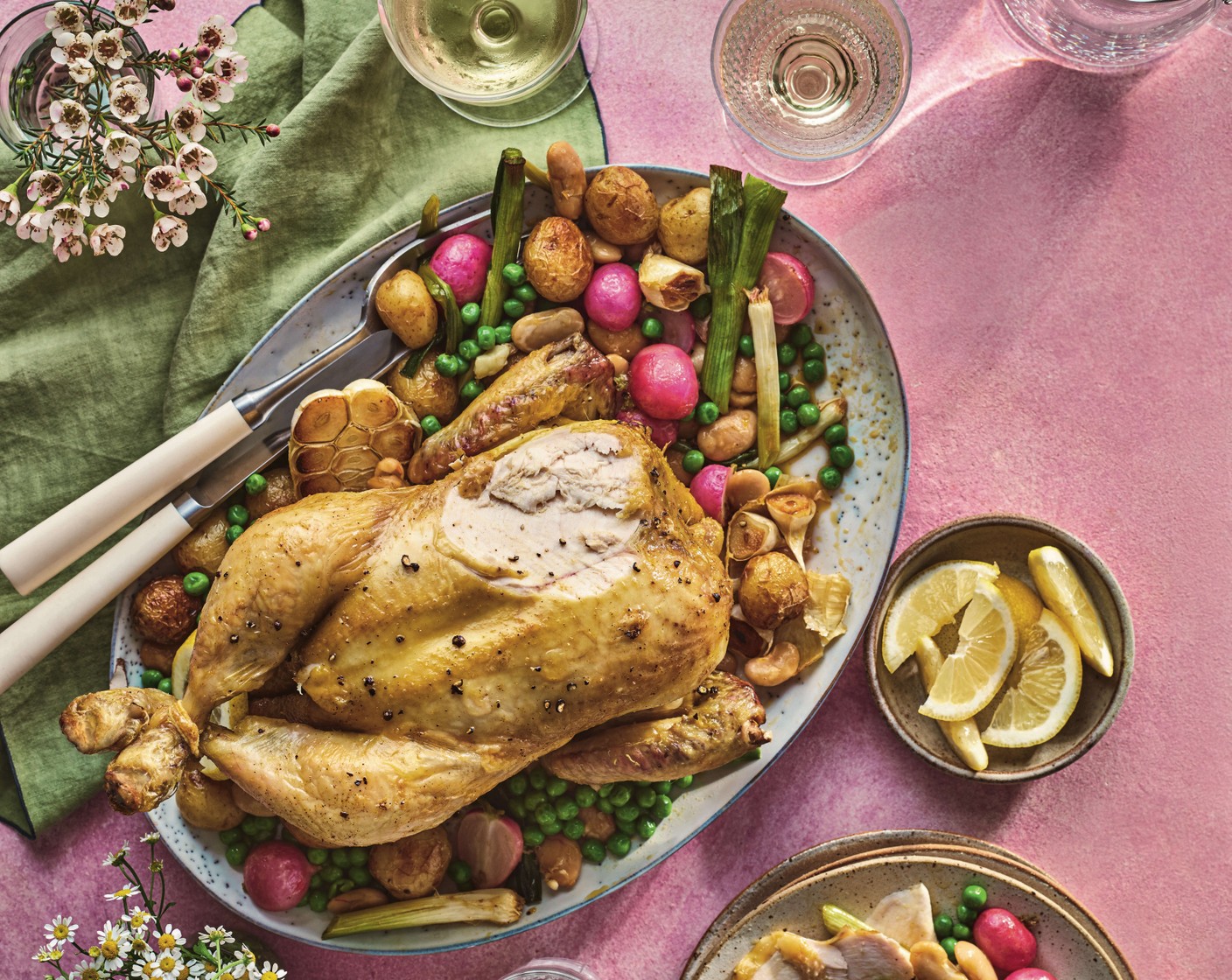 Lemon roast chicken with spring vegetables | M&S