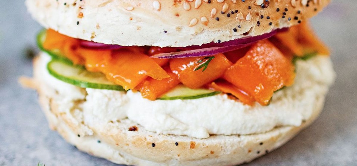 Vegan "Salmon" Lox and Cream Cheese Bagel Recipe | SideChef