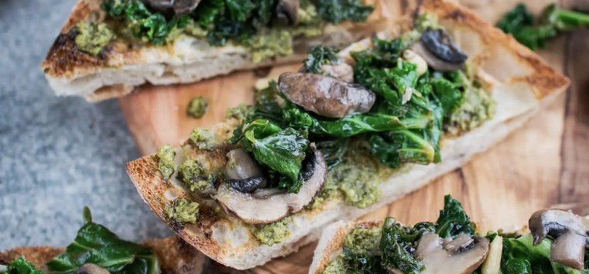 Pesto Toast with Kale and Mushrooms Recipe | SideChef