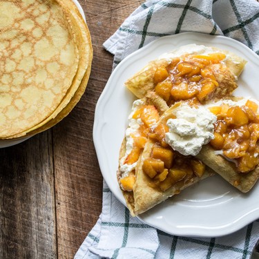Peach Crepes with Goat Cheese Cream Filling Recipe | SideChef