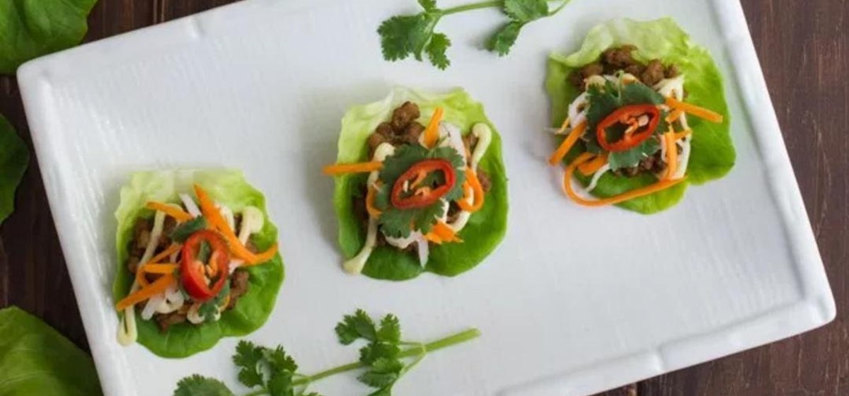 Lemongrass Pork Bahn Mi Lettuce Wraps Recipe | SideChef