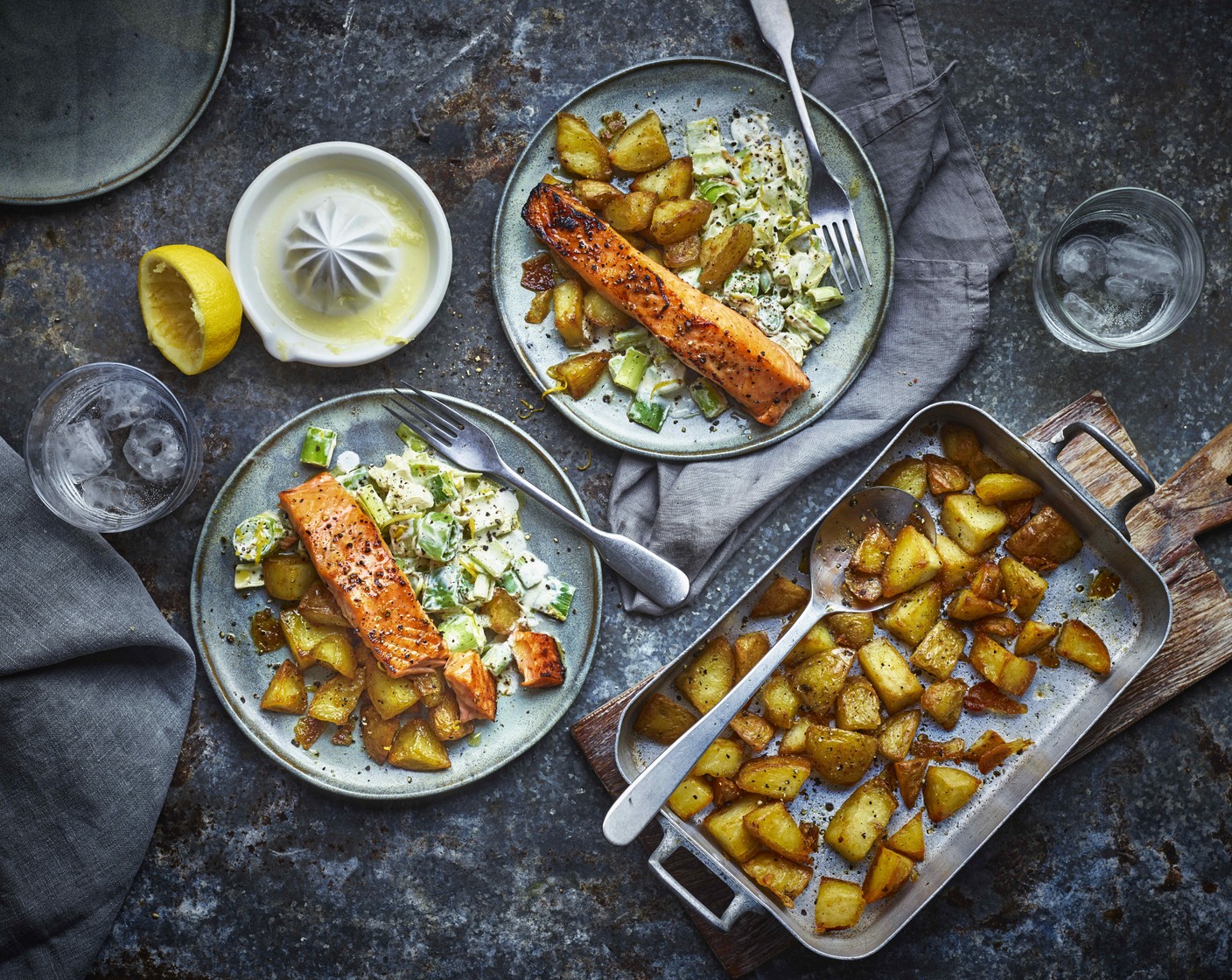 Scottish salmon with creamy leeks and crispy potatoes | M&S