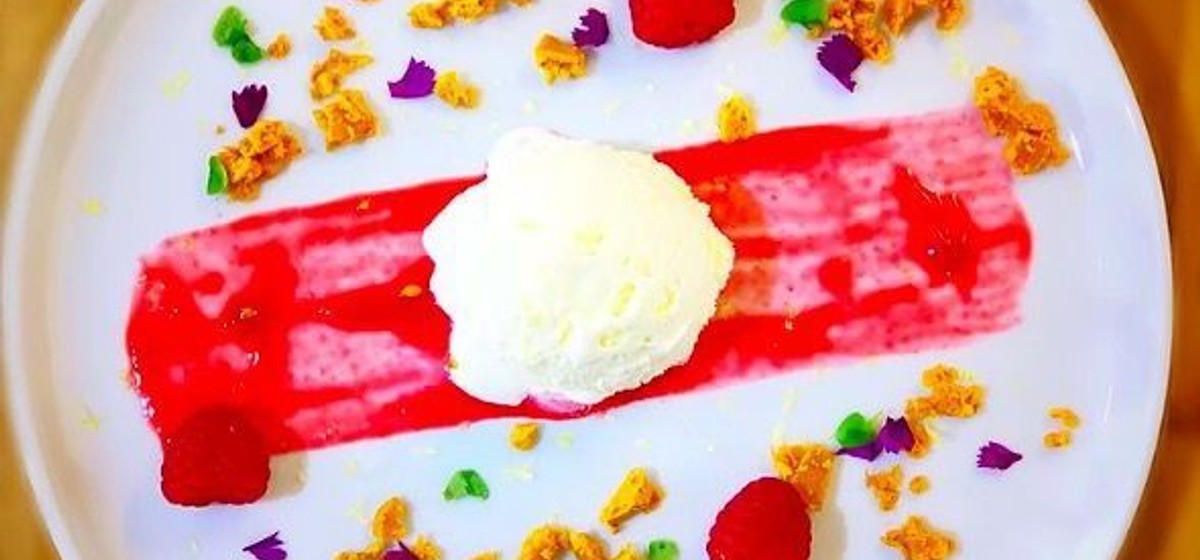 Ice Cream with Honeycomb, Pickled Raspberries, Raspberry Coulis Recipe ...