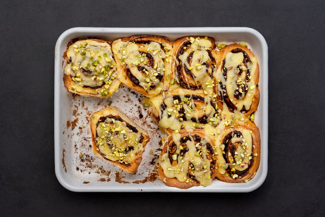 Chocolate Pistachio Rolls with Orange Glaze Recipe | SideChef