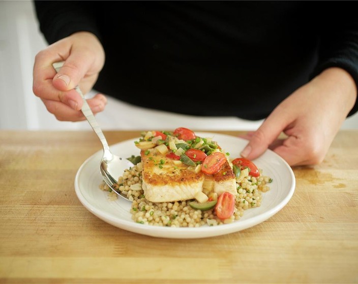 Pan Roasted Swordfish with Spicy Tomatoes Recipe | SideChef