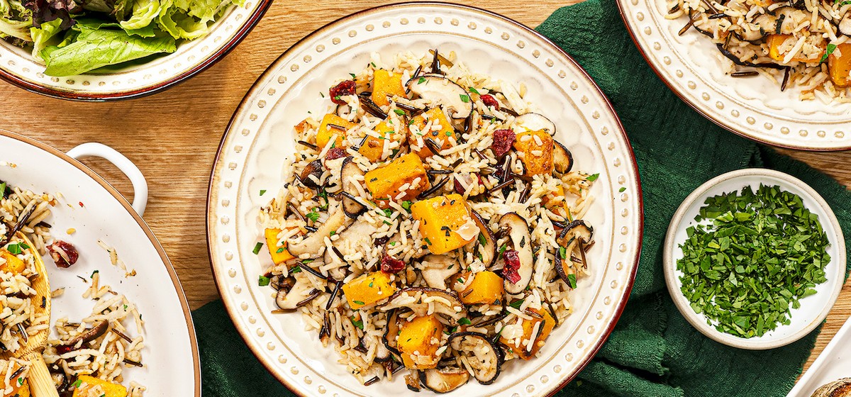 Wild Rice Pilaf with Mushroom and Butternut Squash Recipe | SideChef