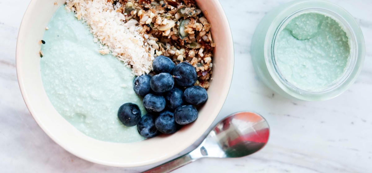 Buckwheat Muesli with Spirulina Coconut Yogurt Recipe | SideChef