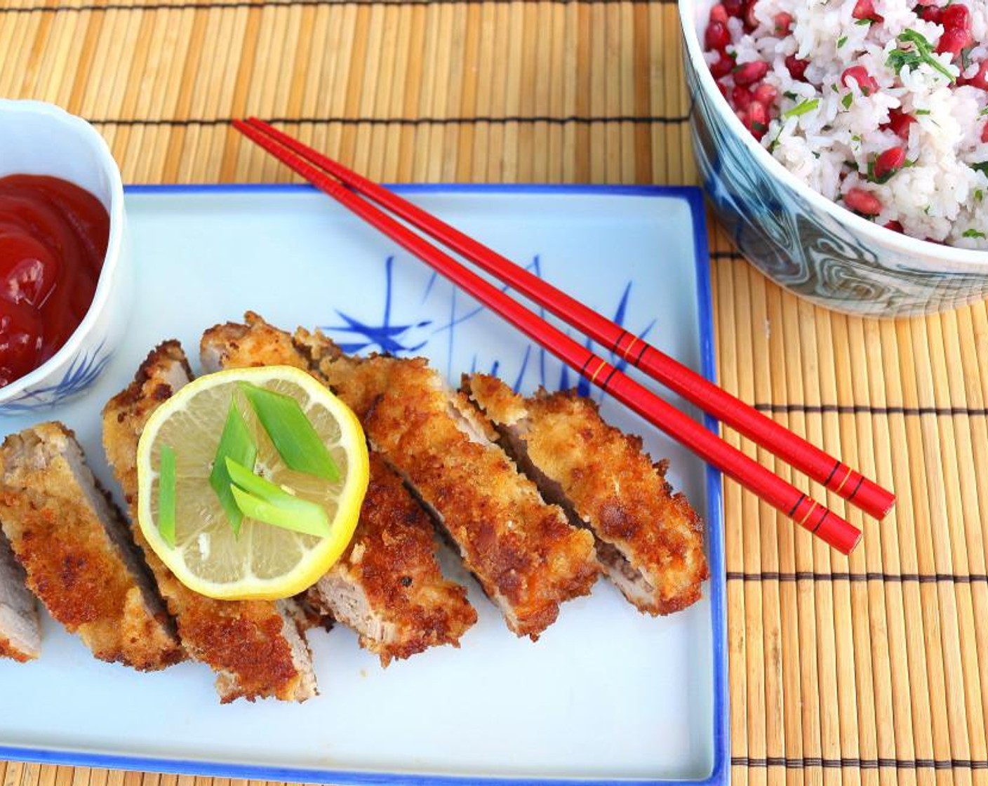 Tonkatsu with Cilantro-Pomegranate Rice Recipe | SideChef