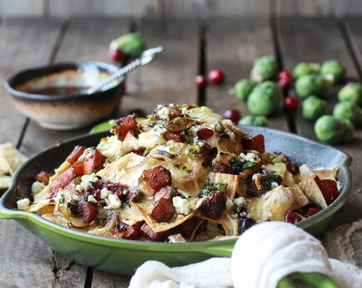 Cranberry, Butternut Squash & Brie Skillet Nachos Recipe | SideChef