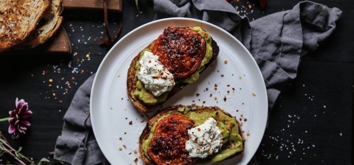 Easy Guacamole Toast with Thai Roasted Tomatoes Recipe | SideChef