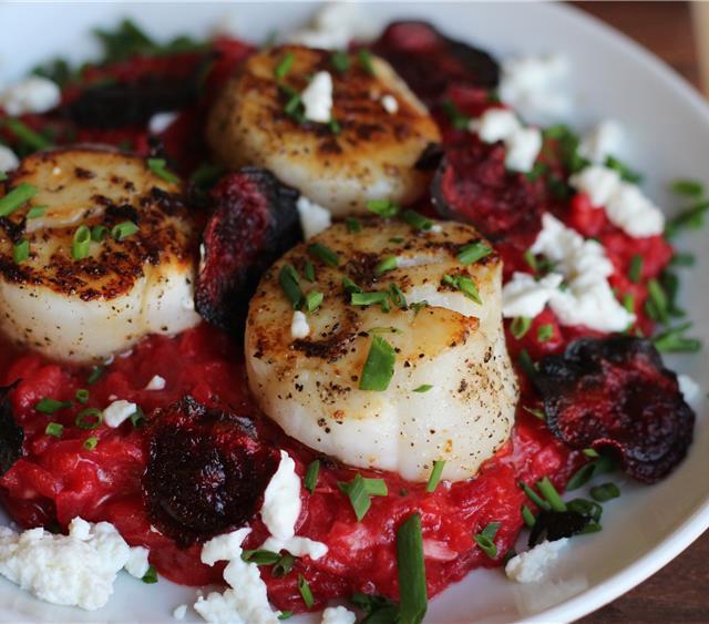 Seared Scallops & Citrus Beet Risotto Recipe | SideChef