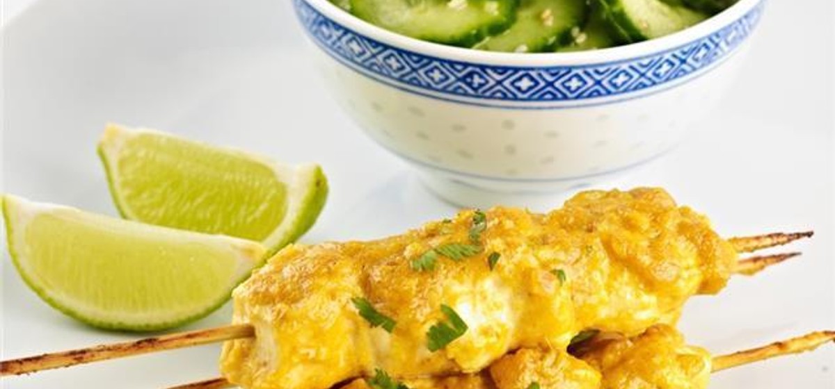 Chicken Satay with Sesame-Cucumber Salad Recipe | SideChef