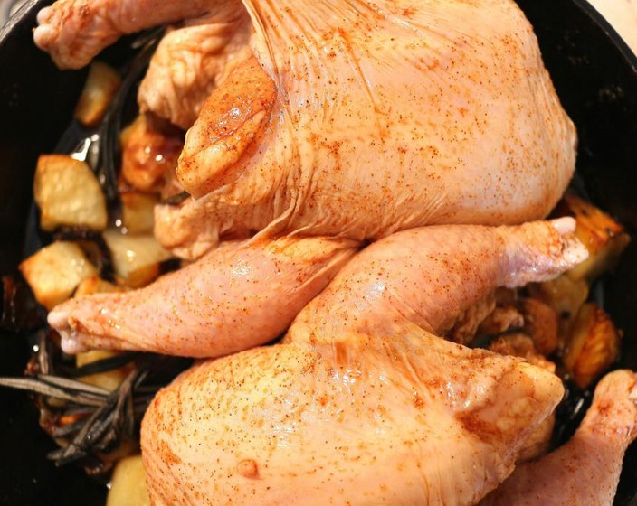Roast Cornish Hen with Caramelized Onions and Potatoes Recipe | SideChef