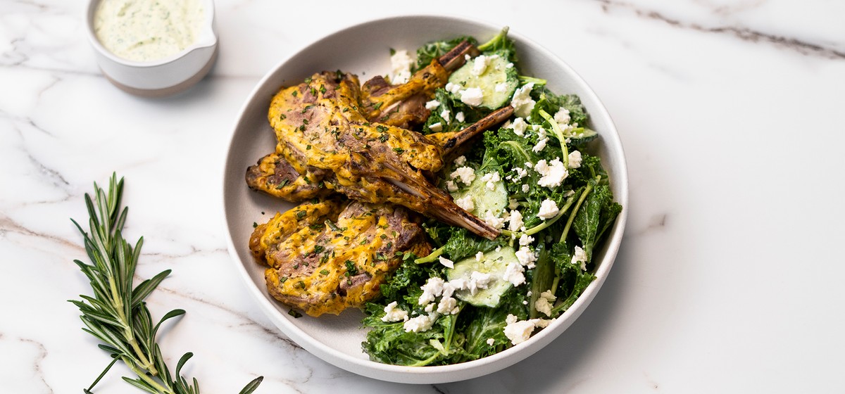 Steam Roast Lamb Chops with Green Goddess Salad Recipe | SideChef