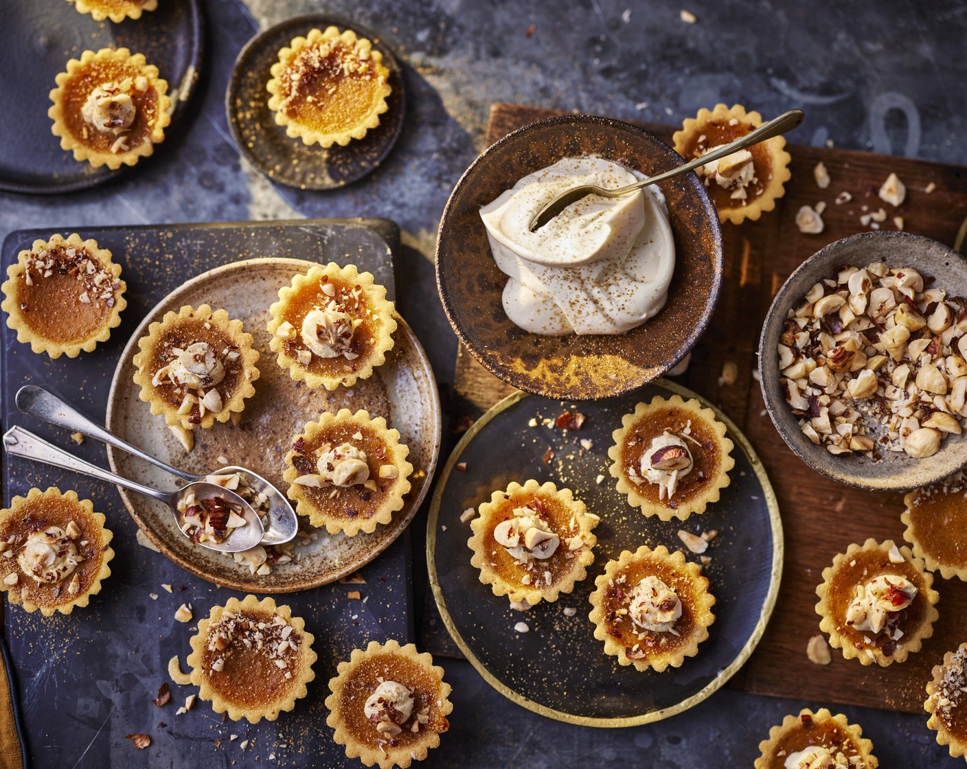 Mini pumpkin spice pies with ginger cream and chopped hazelnuts | M&S