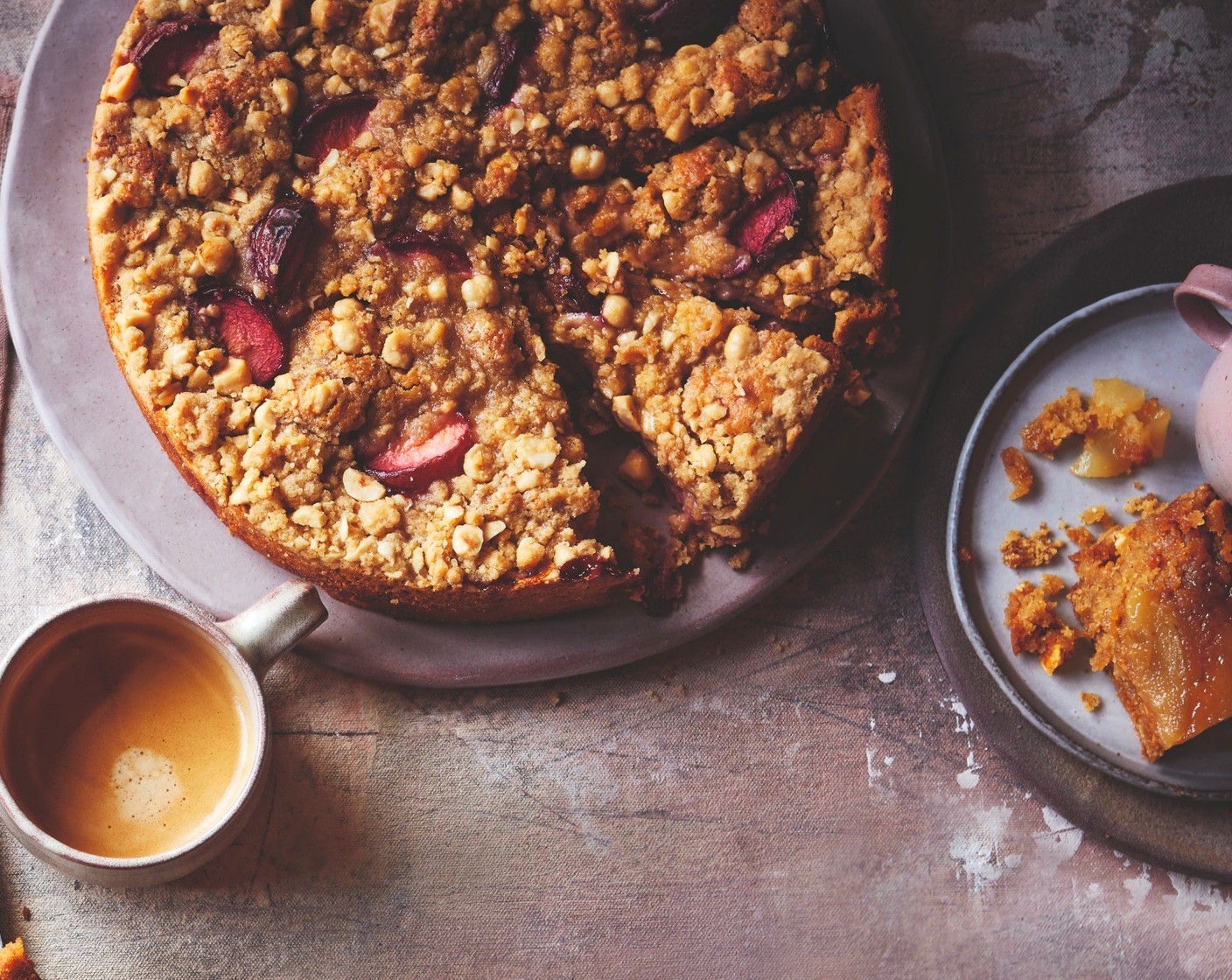 Plum, hazelnut and cardamom crumble cake | M&S