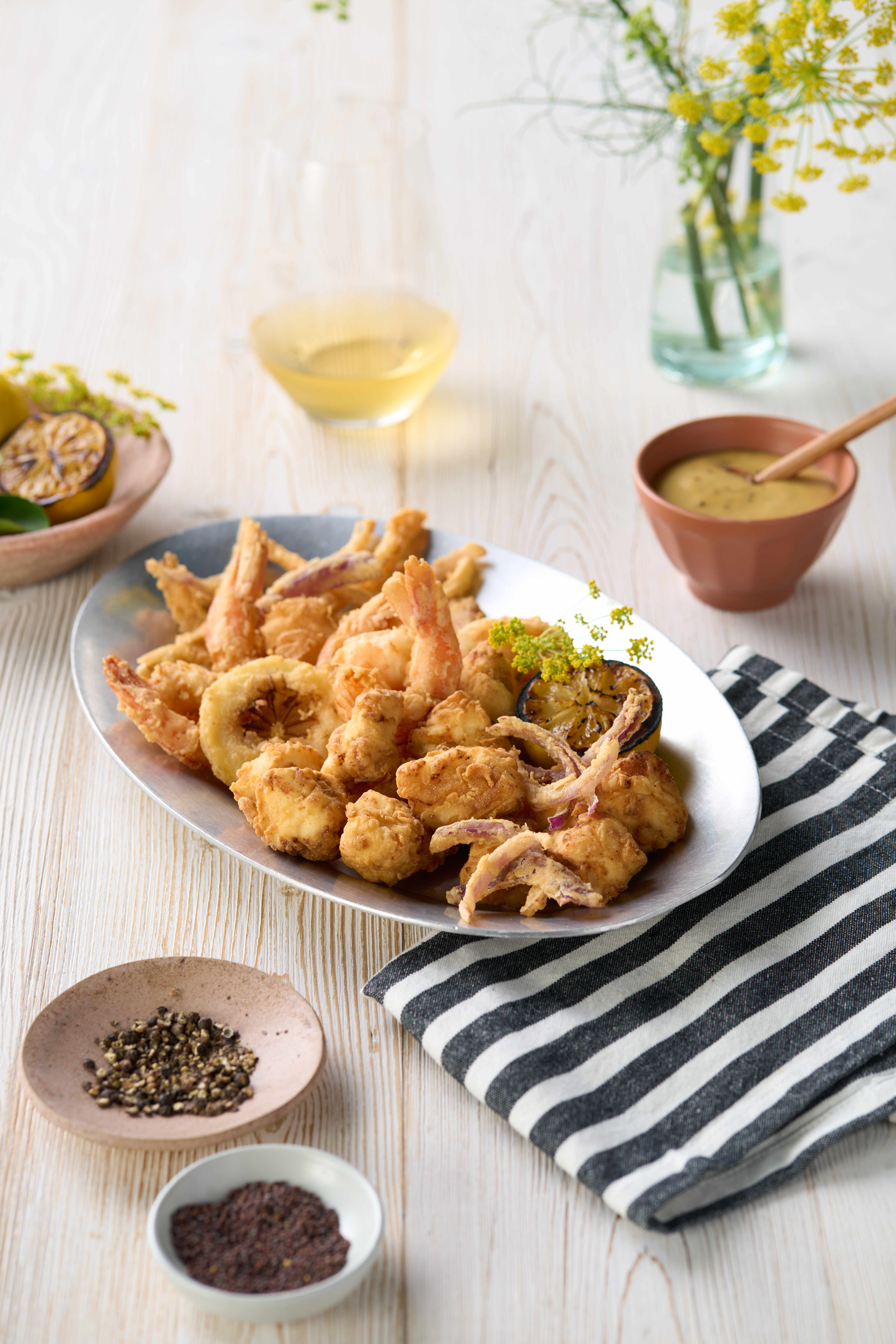 Oven Fritto Misto with Mustard Seed Vinegar Sauce Recipe | SideChef