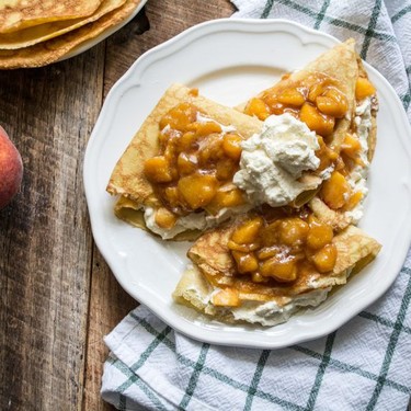 Peach Crepes with Goat Cheese Cream Filling Recipe | SideChef