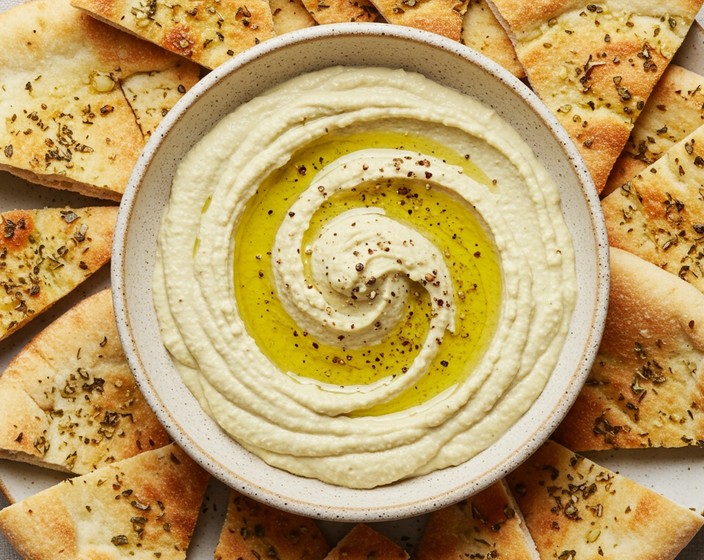 Avocado Hummus with Baked Pita Recipe | SideChef