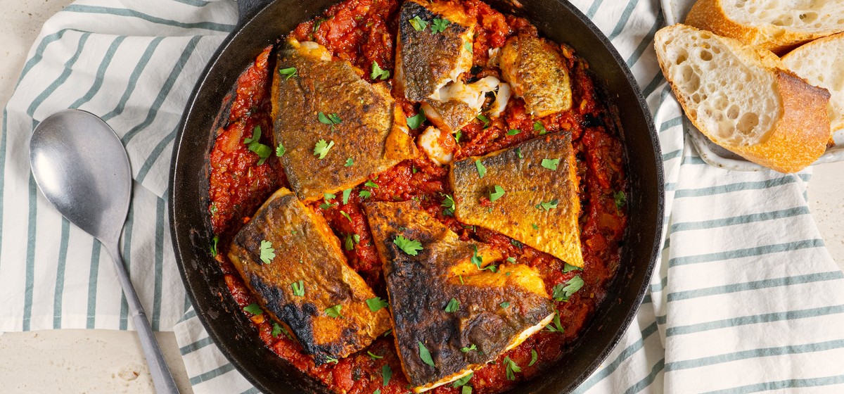 Pan Fried Fish Fillet with Spiced Tomato Sauce Recipe | SideChef