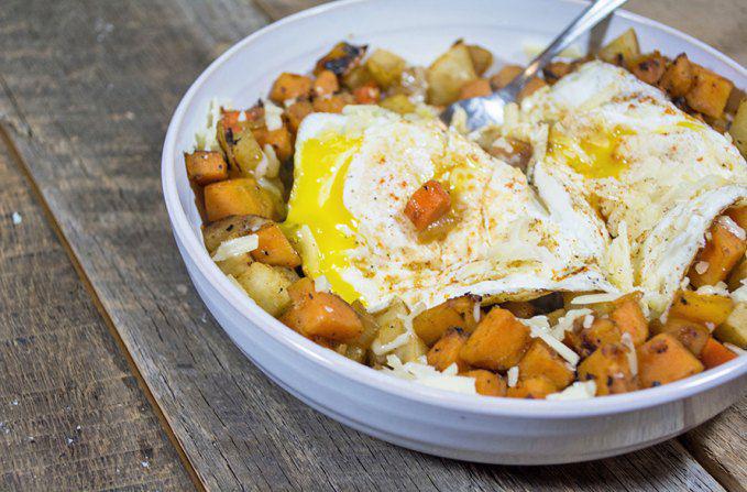Root Vegetable Hash with Eggs and Aged Cheddar Recipe | SideChef