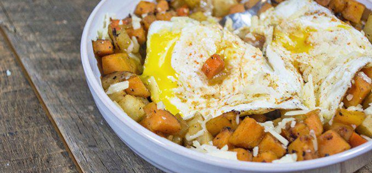 Root Vegetable Hash with Eggs and Aged Cheddar Recipe | SideChef