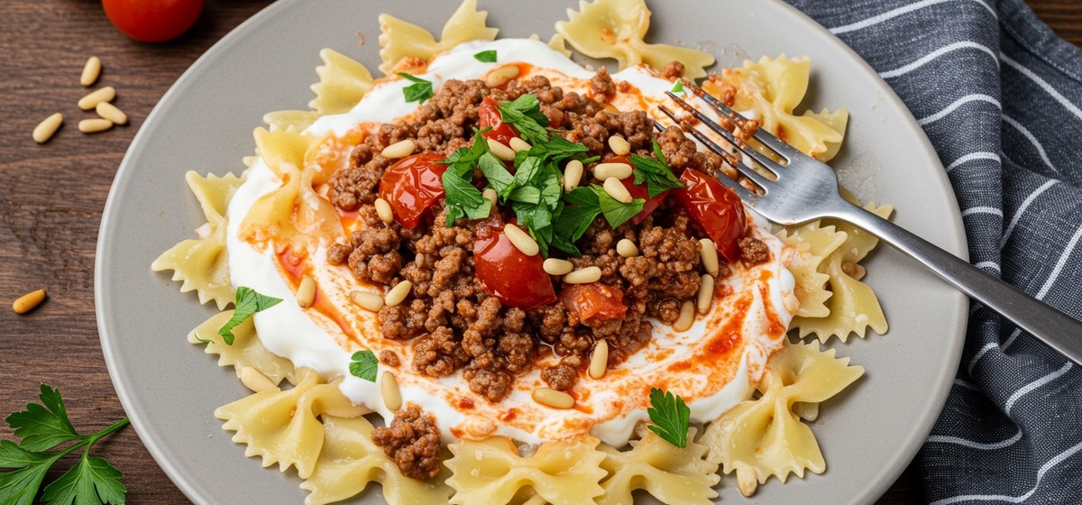 Turkish Lamb Pasta with Garlic Yogurt and Chili Butter Recipe | SideChef