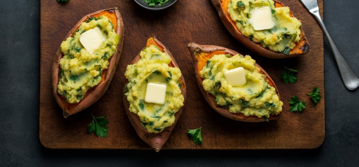 Colcannon Stuffed Sweet Potatoes Recipe | SideChef