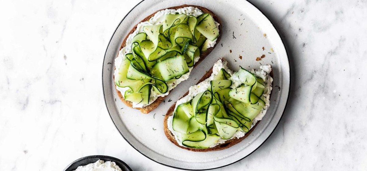Shaved Cucumber Lemon Herb Labneh Toast Recipe | SideChef