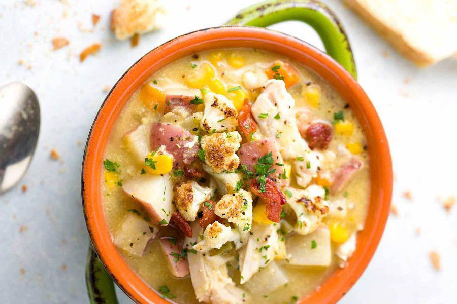 Slow Cooker Cauliflower Corn Chowder Recipe | SideChef