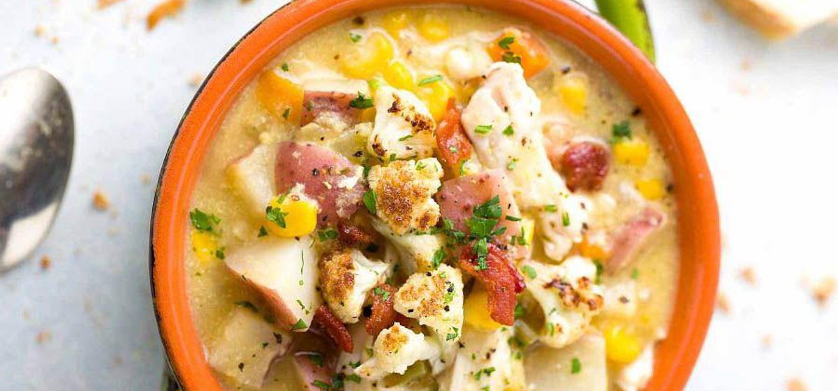 Slow Cooker Cauliflower Corn Chowder Recipe | SideChef