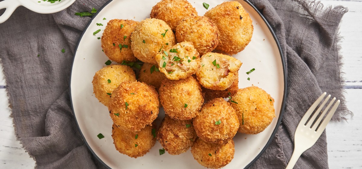 Mashed Potato Croquettes with Bacon Bits Recipe | SideChef