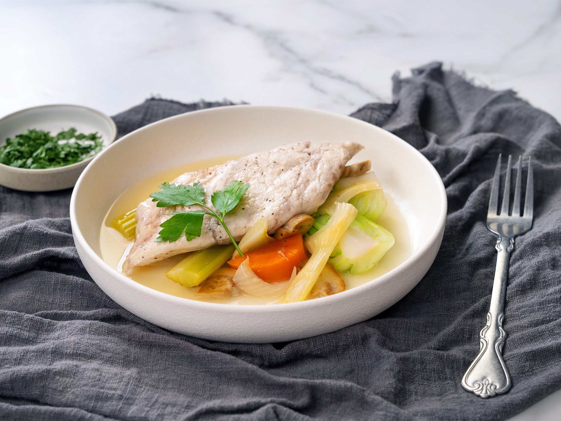 Barramundi on a Bed of Vegetables Recipe | SideChef