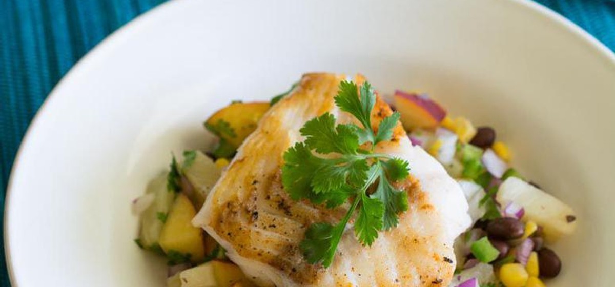Seared Cod with Pineapple and Peach Salsa Recipe | SideChef