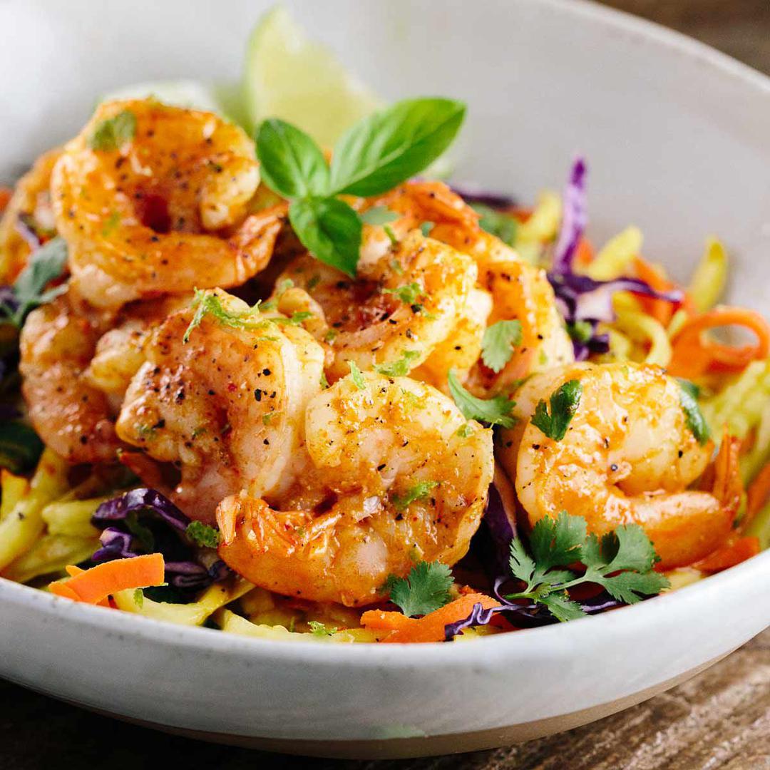 Thai Spiced Shrimp with Vegetable Noodles Recipe | SideChef