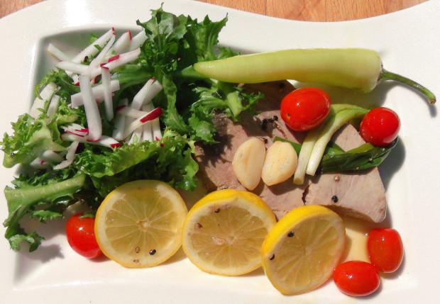 Tuna Steak Poached in Olive Oil Recipe | SideChef