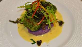 Basil Crusted Salmon with Purple Potato Puree Recipe | SideChef